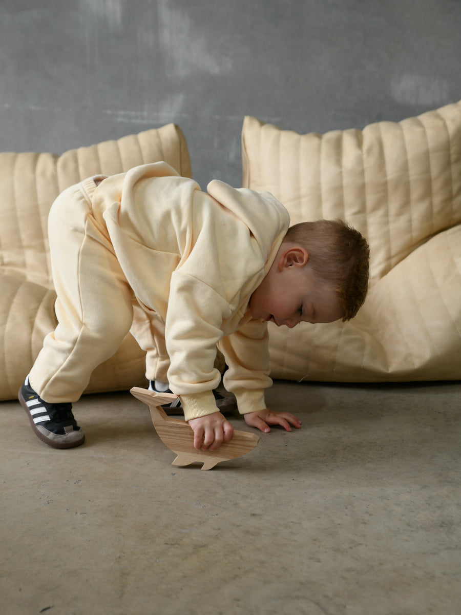 Quinn Hoodie Tracksuit - Cream/Cocoa – Tiny Trove