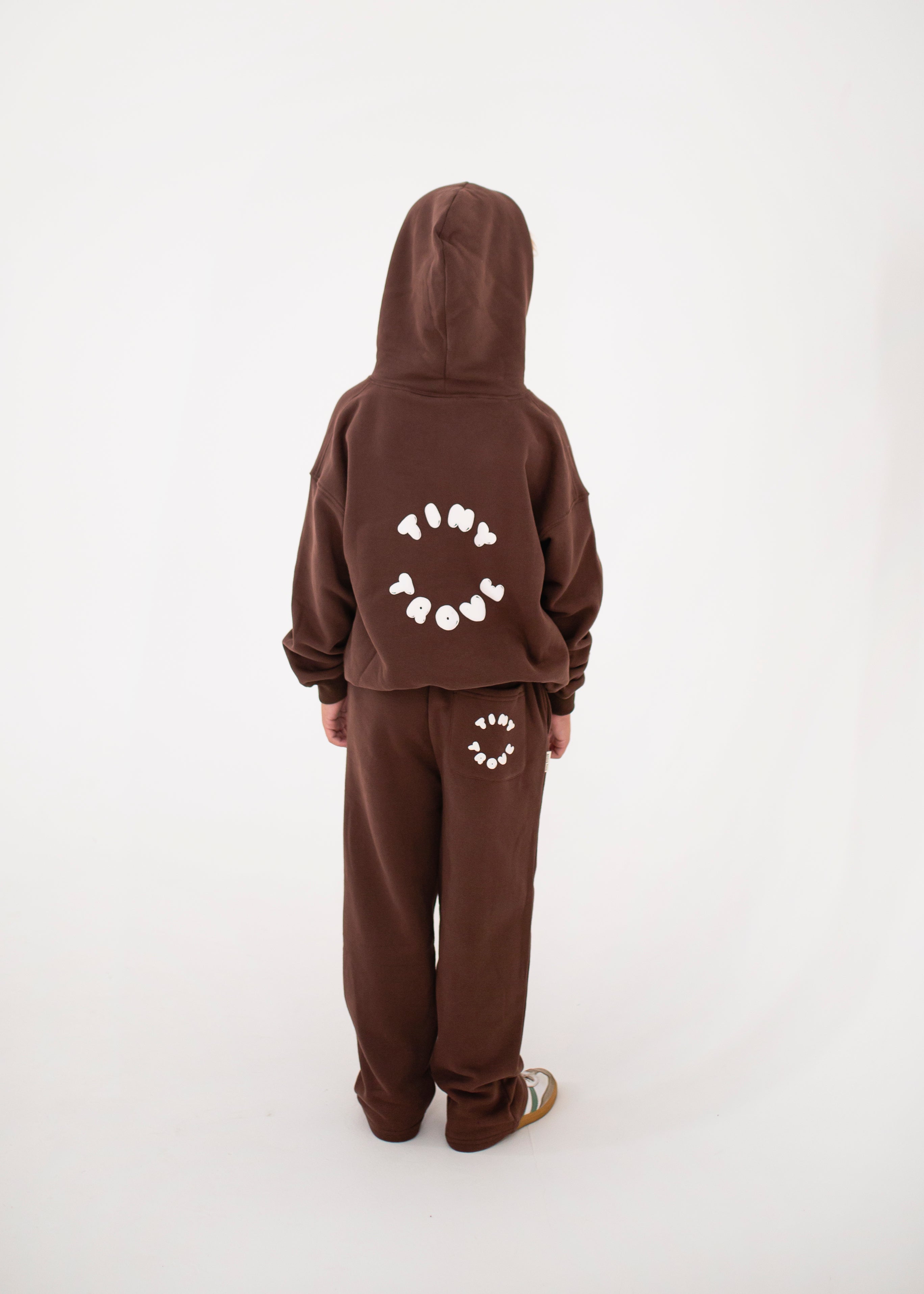 Sporty Puff Print Cotton Hoodie Tracksuit Set - Cocoa – Tiny Trove