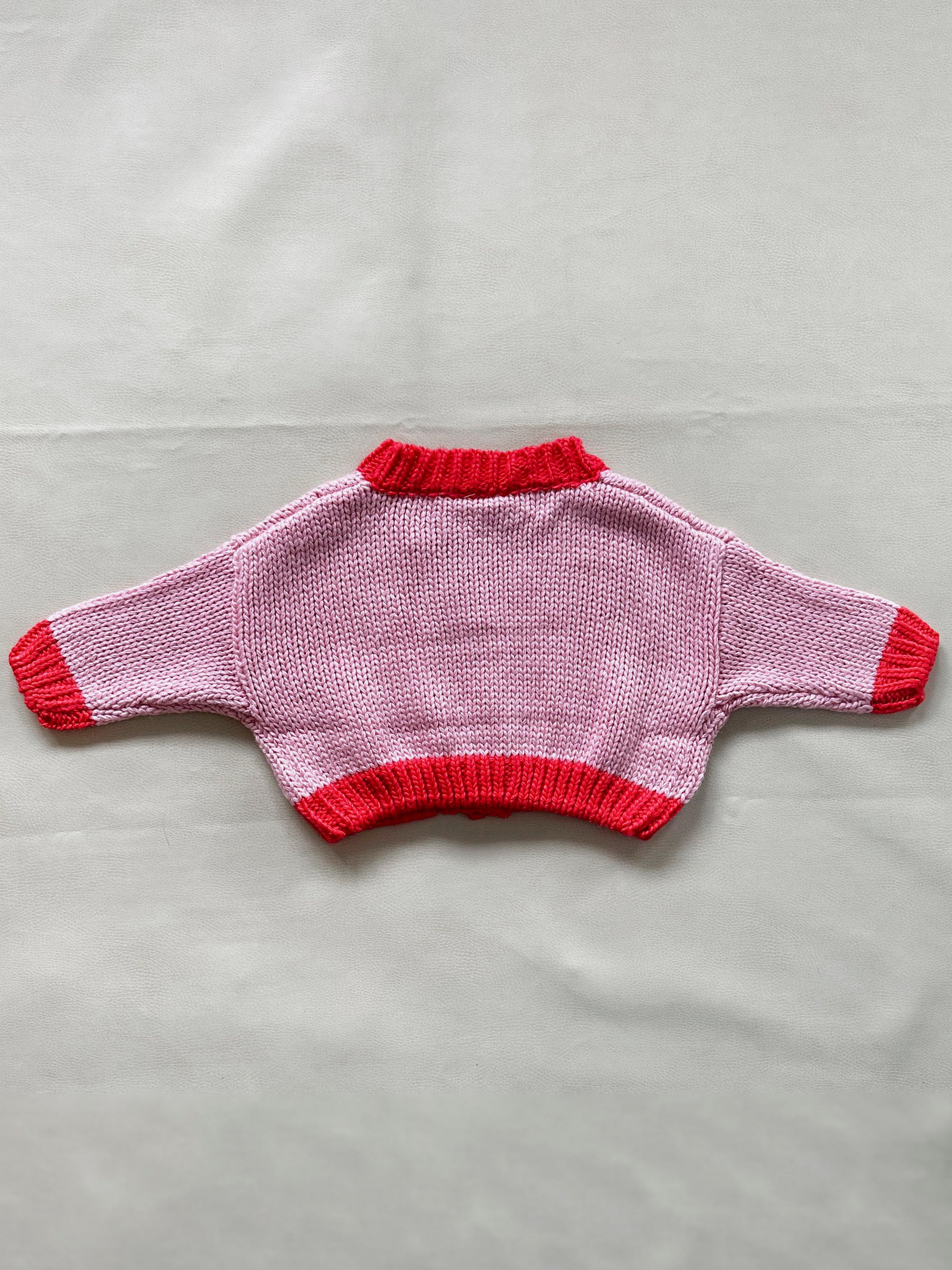 Zuri Contrast Knit Cardigan - Pink/Red – Tiny Trove