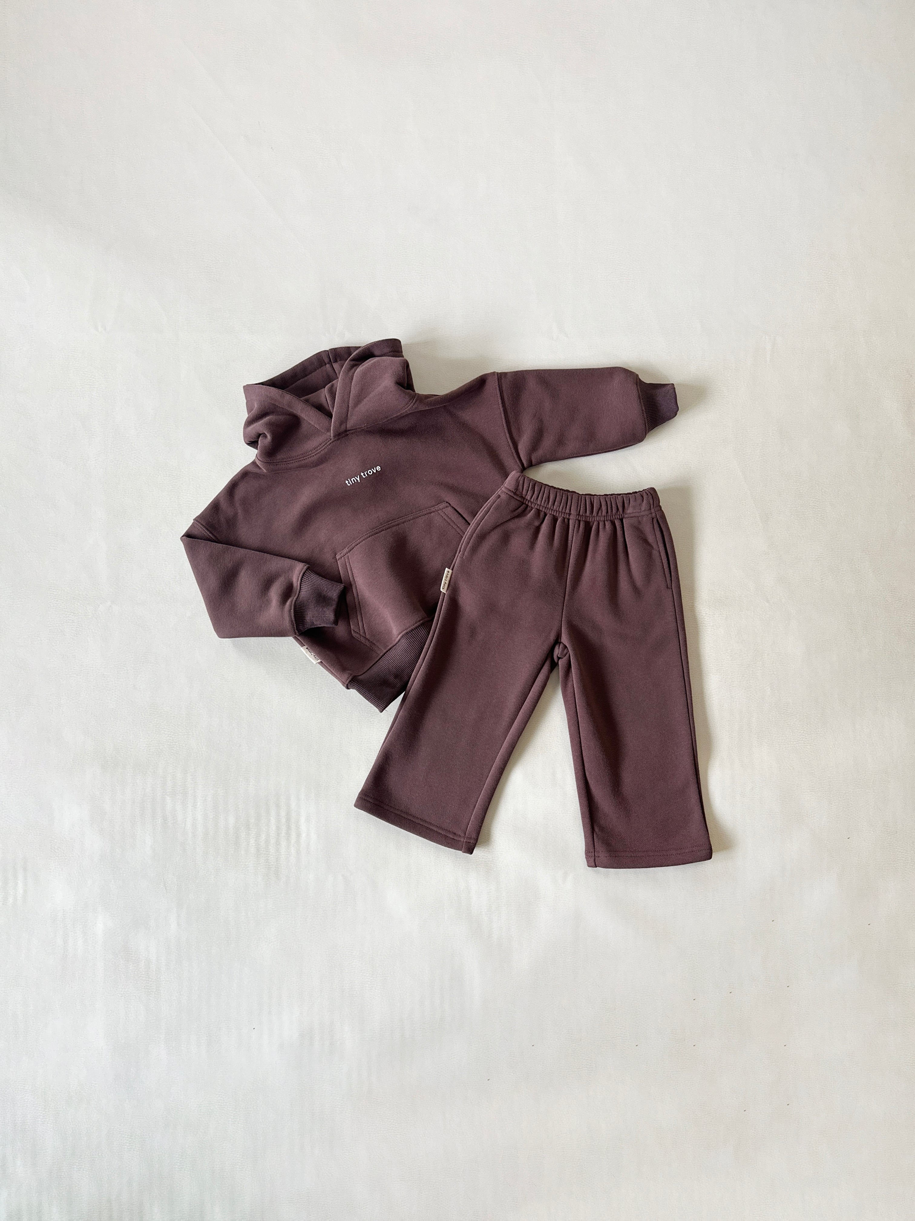 Sporty Puff Print Cotton Hoodie Tracksuit Set - Cocoa – Tiny Trove
